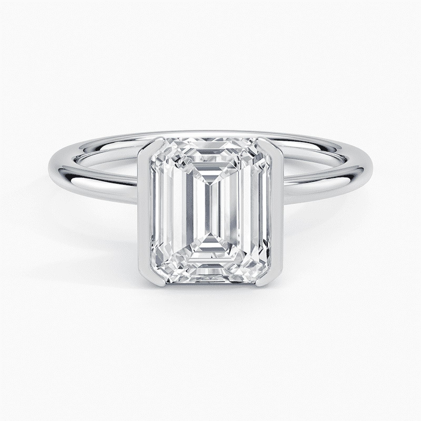 Alpha Jewel 14K White Gold Plated Ring - 1.7 Ct Emerald Cut Moissanite ...