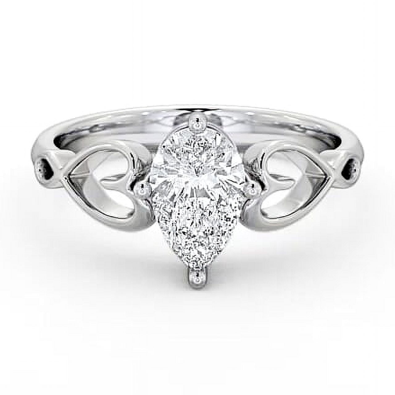 Alpha Jewel 14K White Gold Over Ring for Her - 2 Ct Pear Cut White ...