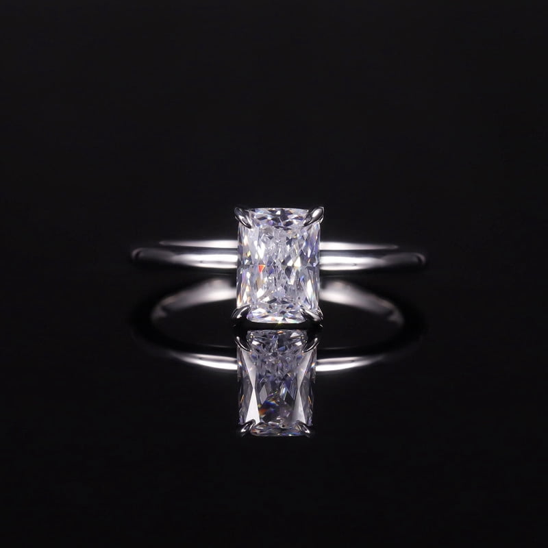 Alpha Jewel 14k White Gold Plated Ring - 1.8 Ct Emerald Cut VVS1/D Lab ...