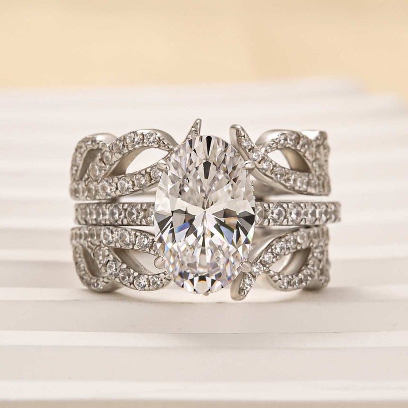 Alpha Jewel 14k White Gold Plated Wedding Ring - 2 Ct Oval Cut VVS1/D ...