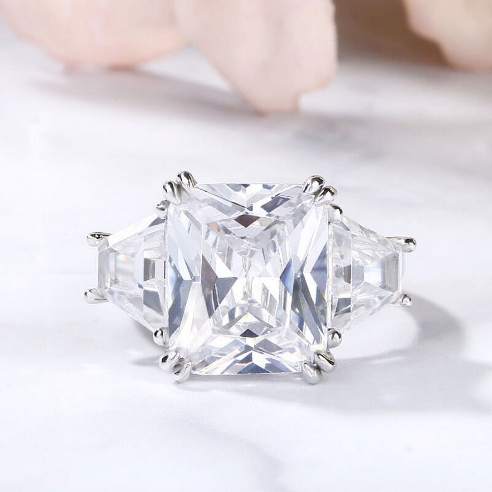 Alpha Jewel 2.3 Ct Radiant Cut White Diamond Band - 14K White Gold ...