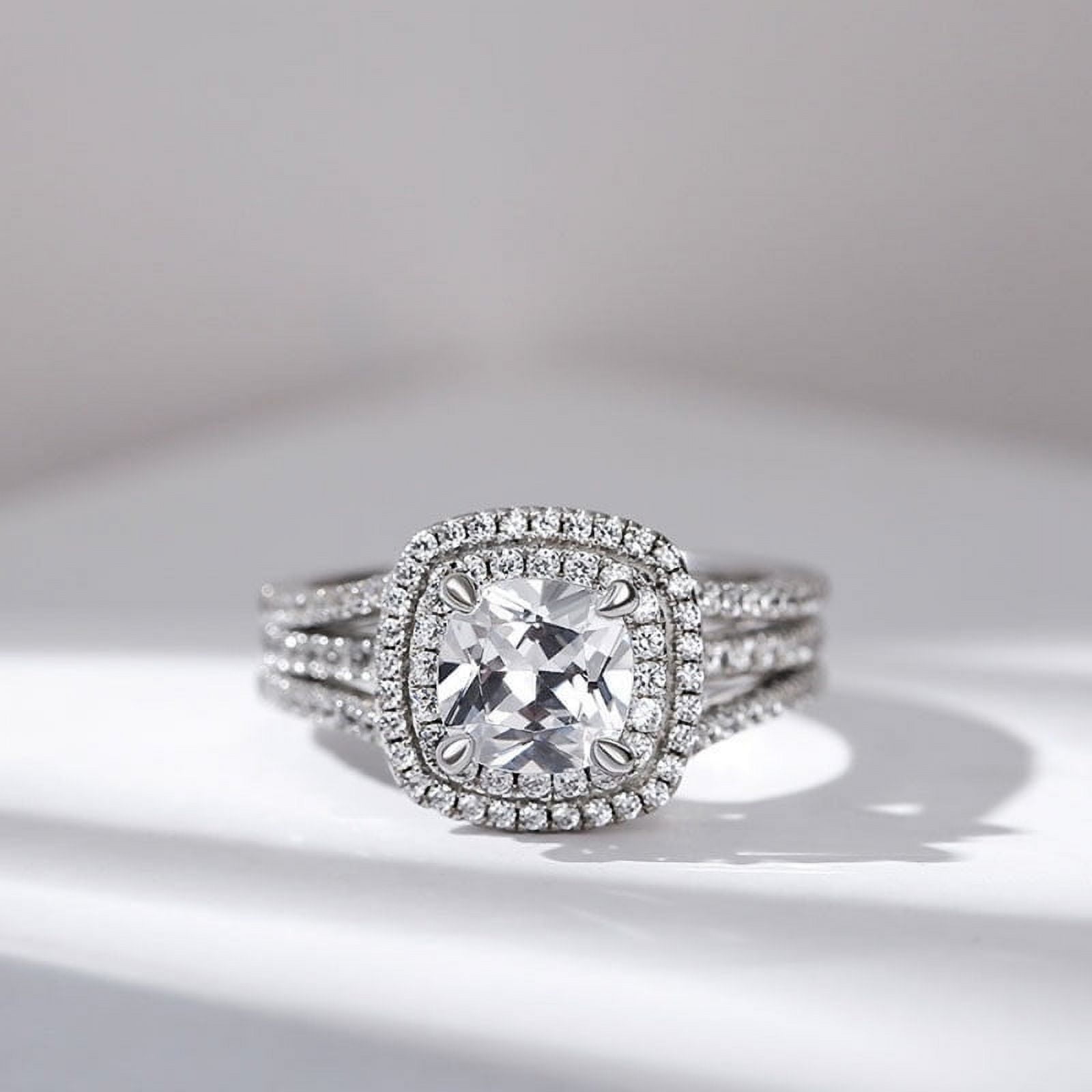 Alpha Jewel 2 Ct Cushion Cut Diamond Band for Her - 14K White Gold ...