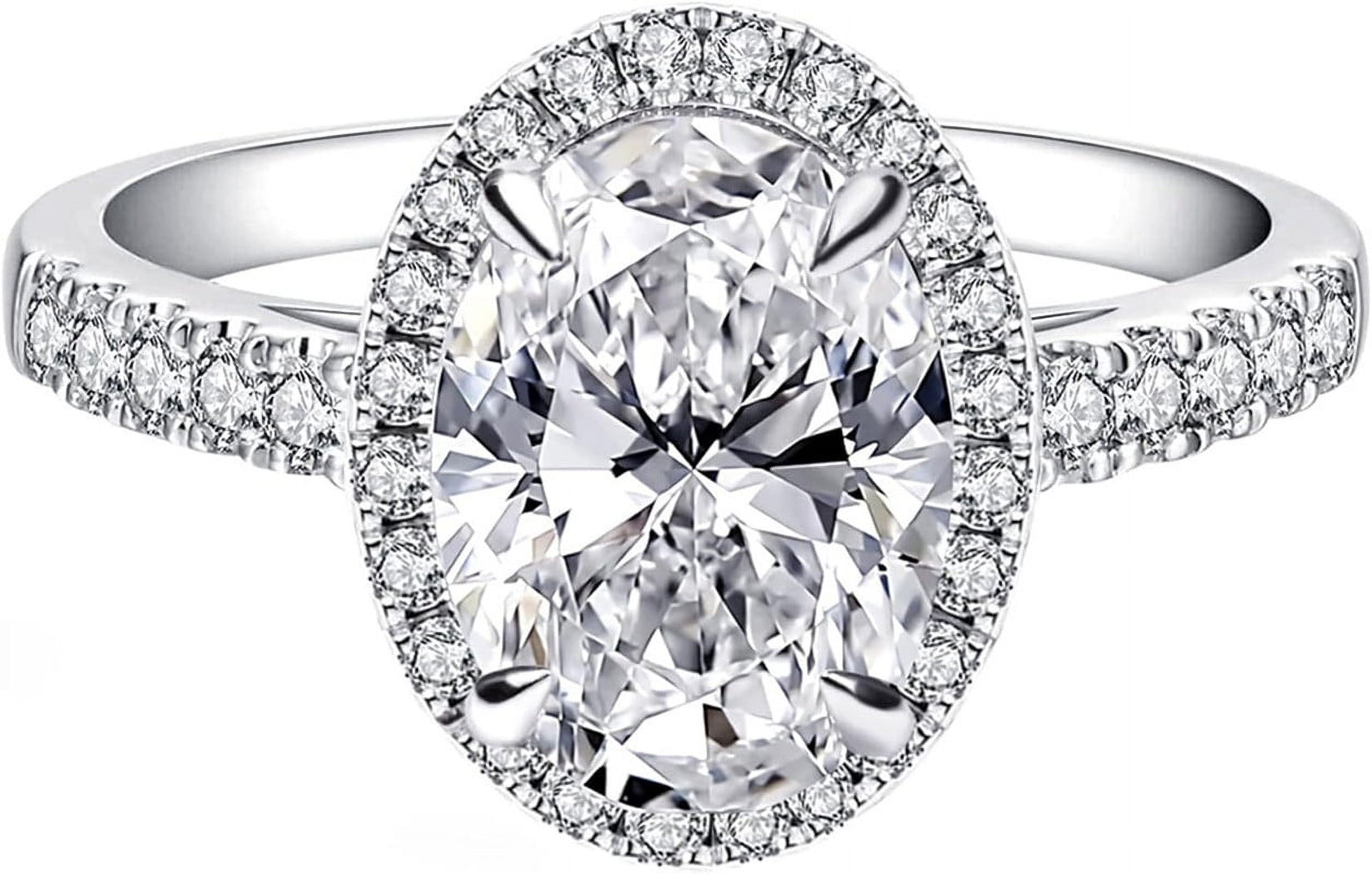Alpha Jewel 2 Ct Oval Brilliant Cut Diamond Ring - 14K White Gold Over ...