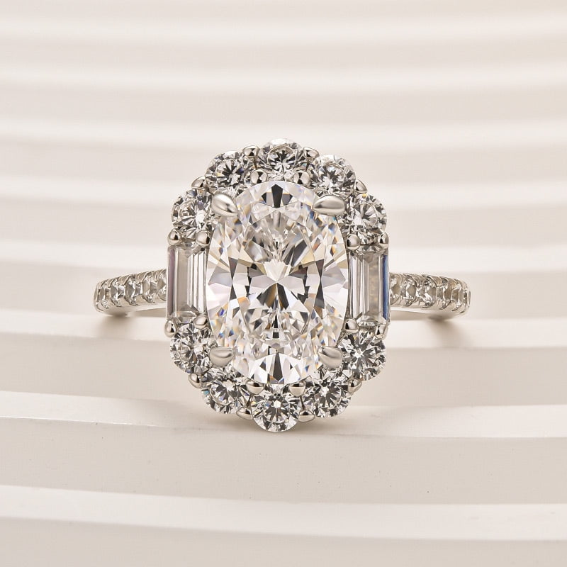 Alpha Jewel 2 Ct Oval Cut Diamond Ring - 14K White Gold Plated ...