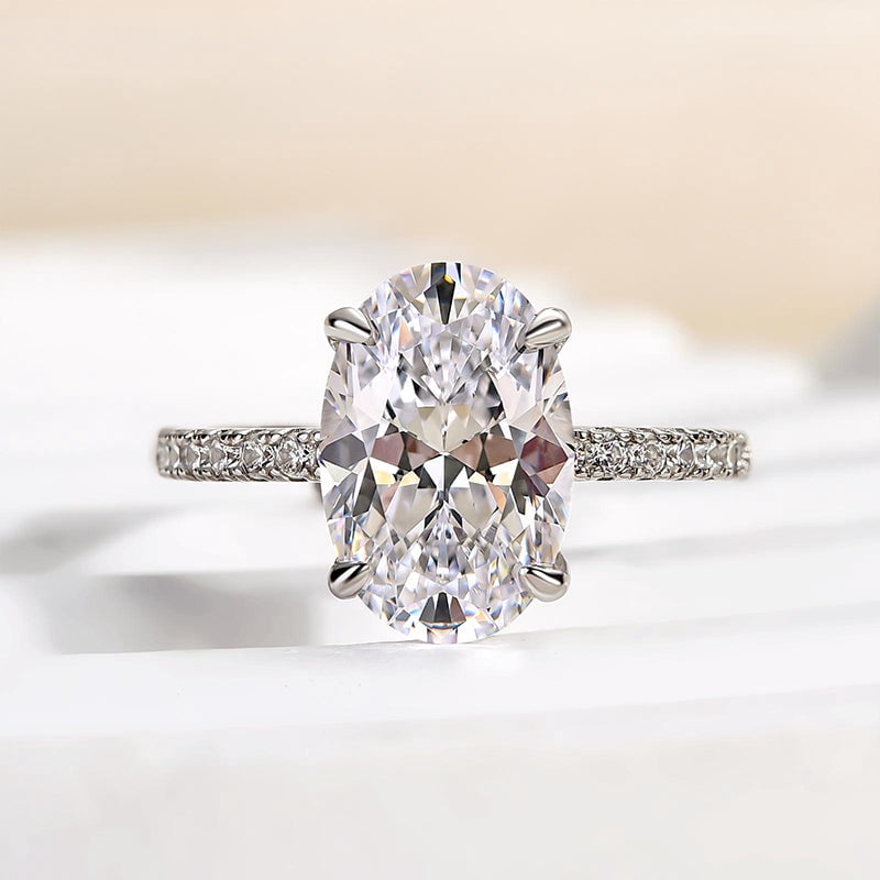Alpha Jewel 2 Ct Oval Cut Diamond Wedding Ring - 14K White Gold Plated ...