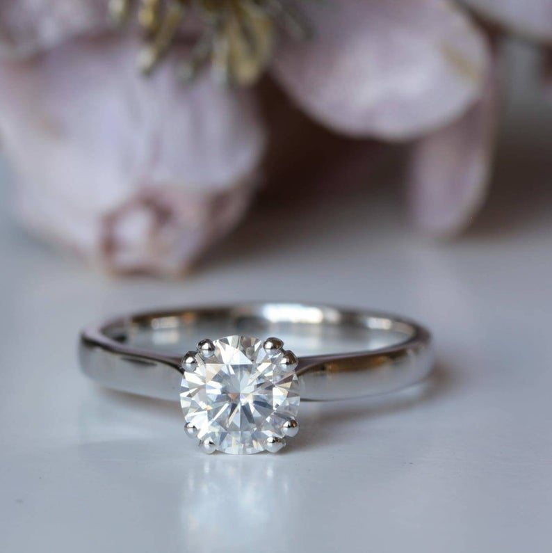 Alpha Jewel 2 Ct Round Cut Diamond Engagement Ring - 14K White Gold ...