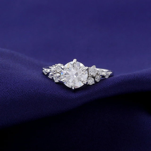 Alpha Jewel 2 Ct Round Cut Diamond Engagement Ring for Her - Unique 14K ...