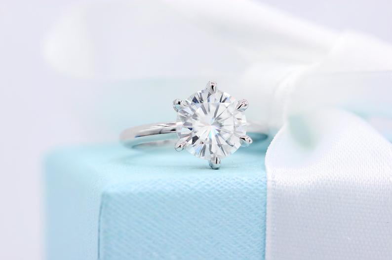 Alpha Jewel 2 Ct Round Cut Diamond Ring - 14K White Gold Plated ...