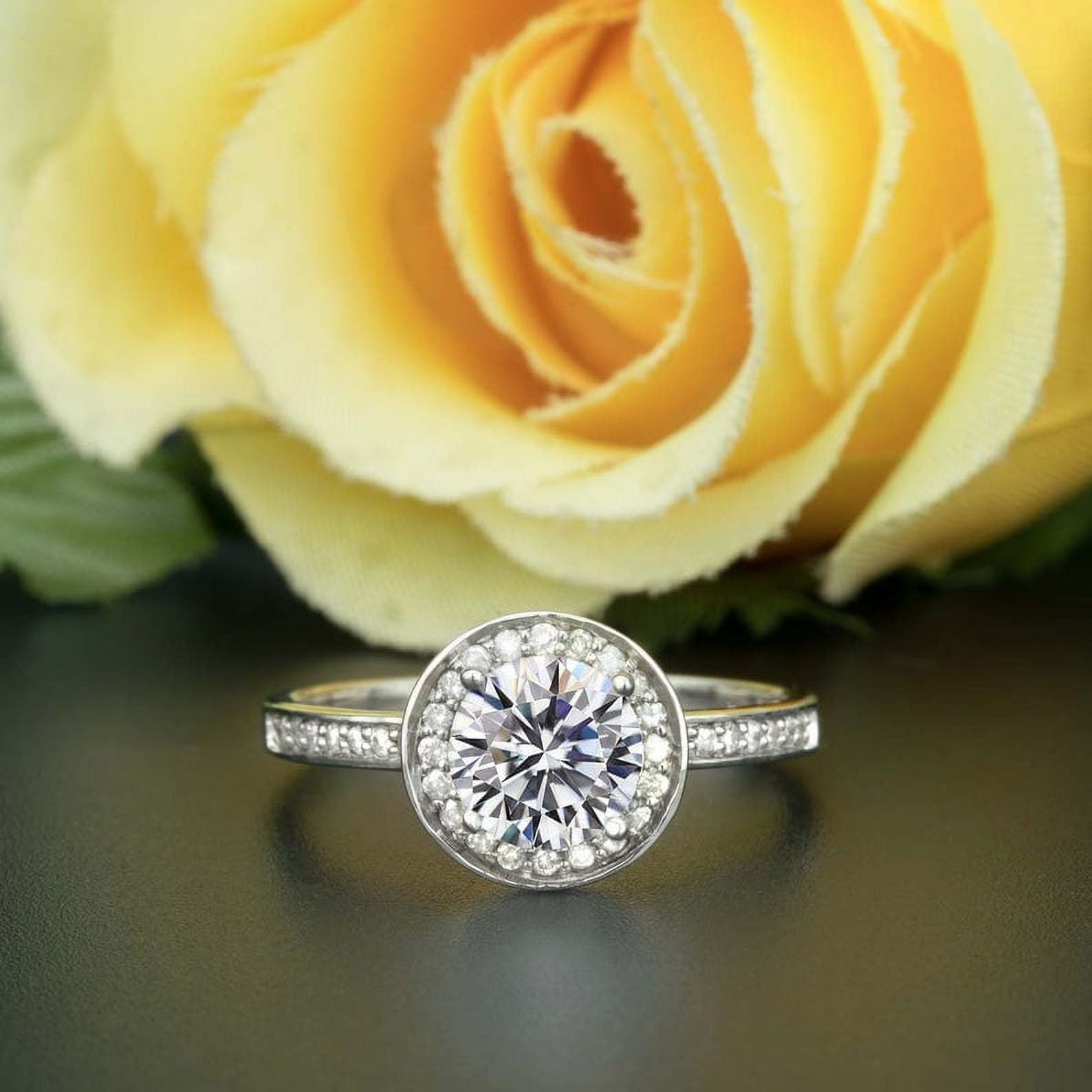 Alpha Jewel 2 Ct Round Cut Diamond Wedding Ring - 14K White Gold Plated ...