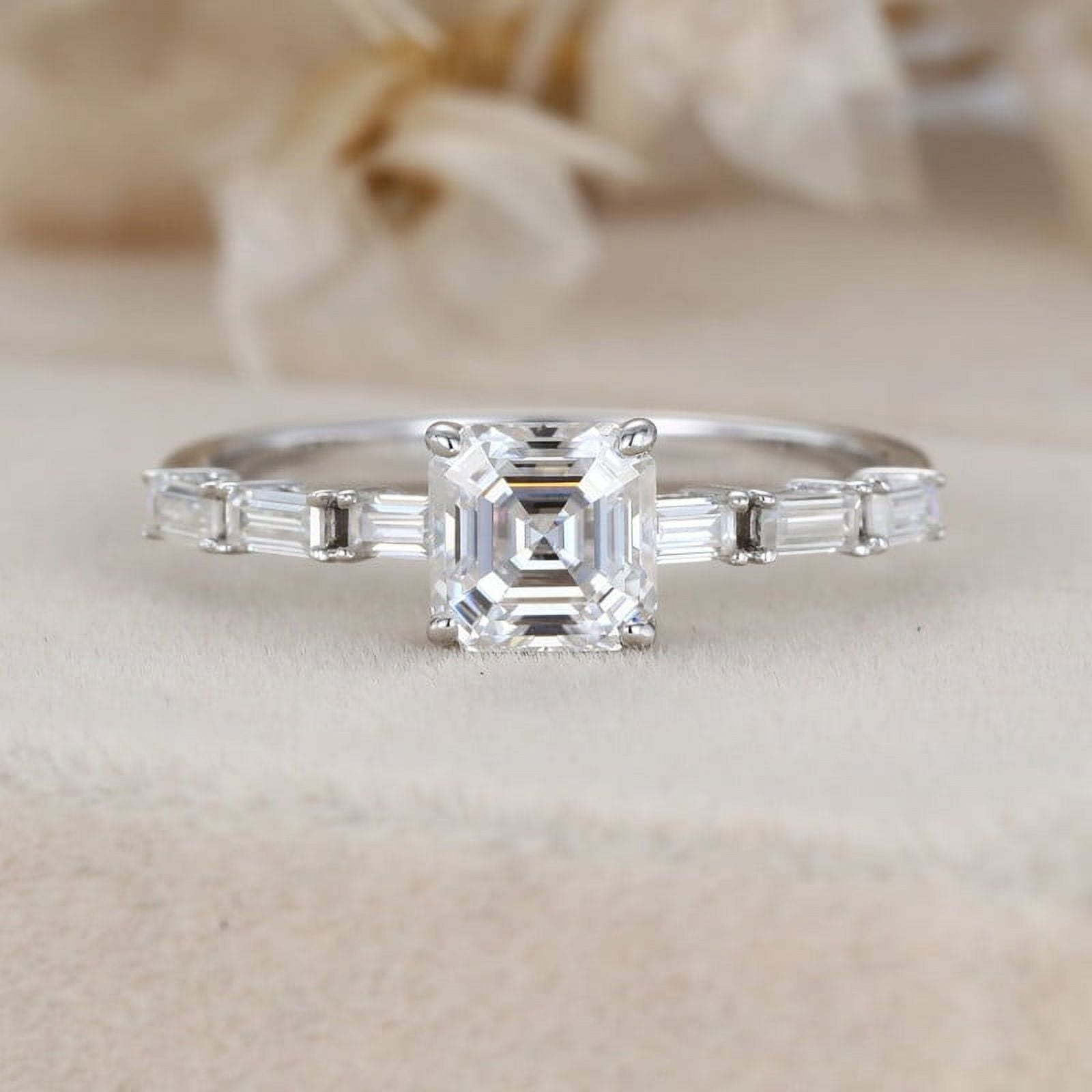 Alpha Jewel Asscher Cut 1.8 Ct Lab Created Simulated Diamond Band ...