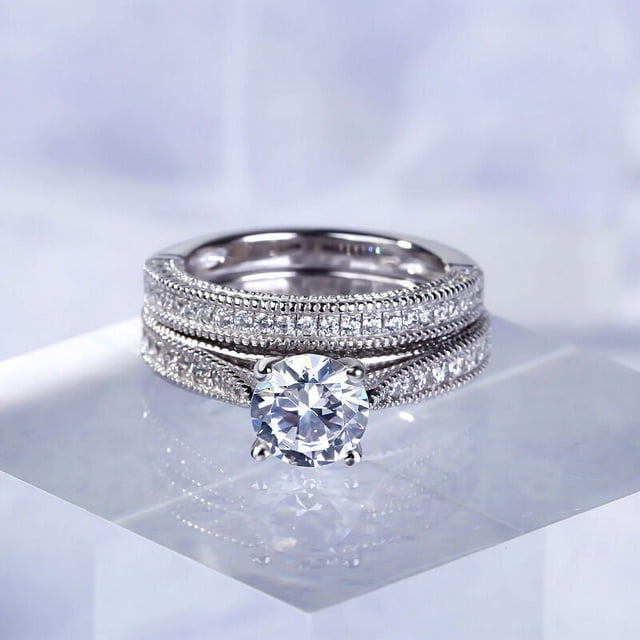 Alpha Jewel Brilliant 2 Ct Round Cut Diamond Ring - 14K White Gold ...