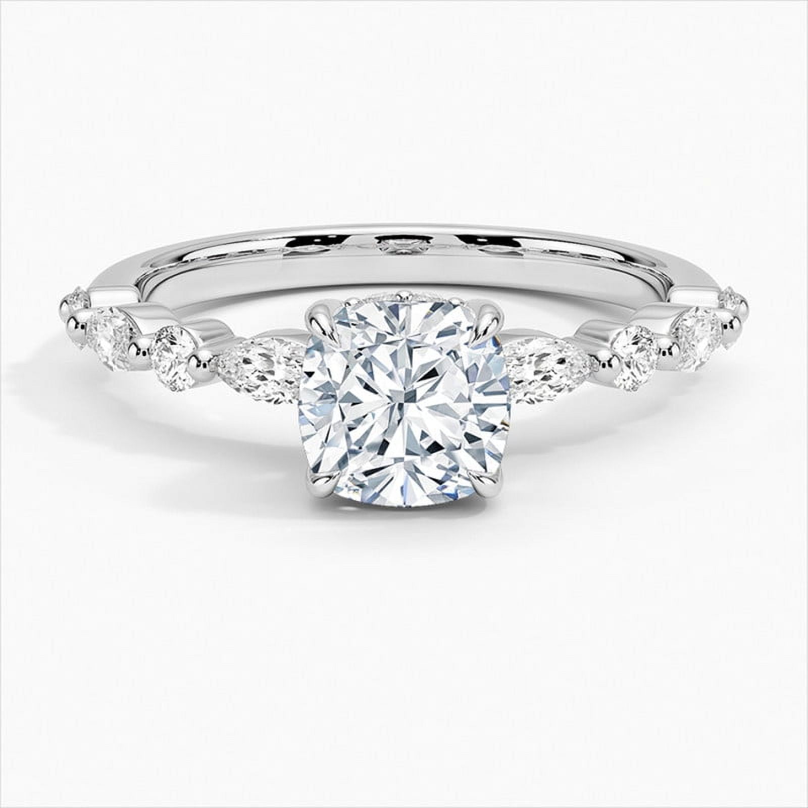 Alpha Jewel Cushion Cut 1.8 Ct Moissanite Side Stone Engagement Ring ...