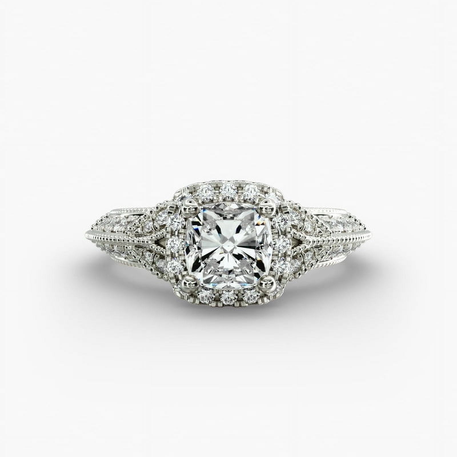 Alpha Jewel Cushion Cut 1.9 Ct Moissanite Ring - 14k White Gold Plated ...