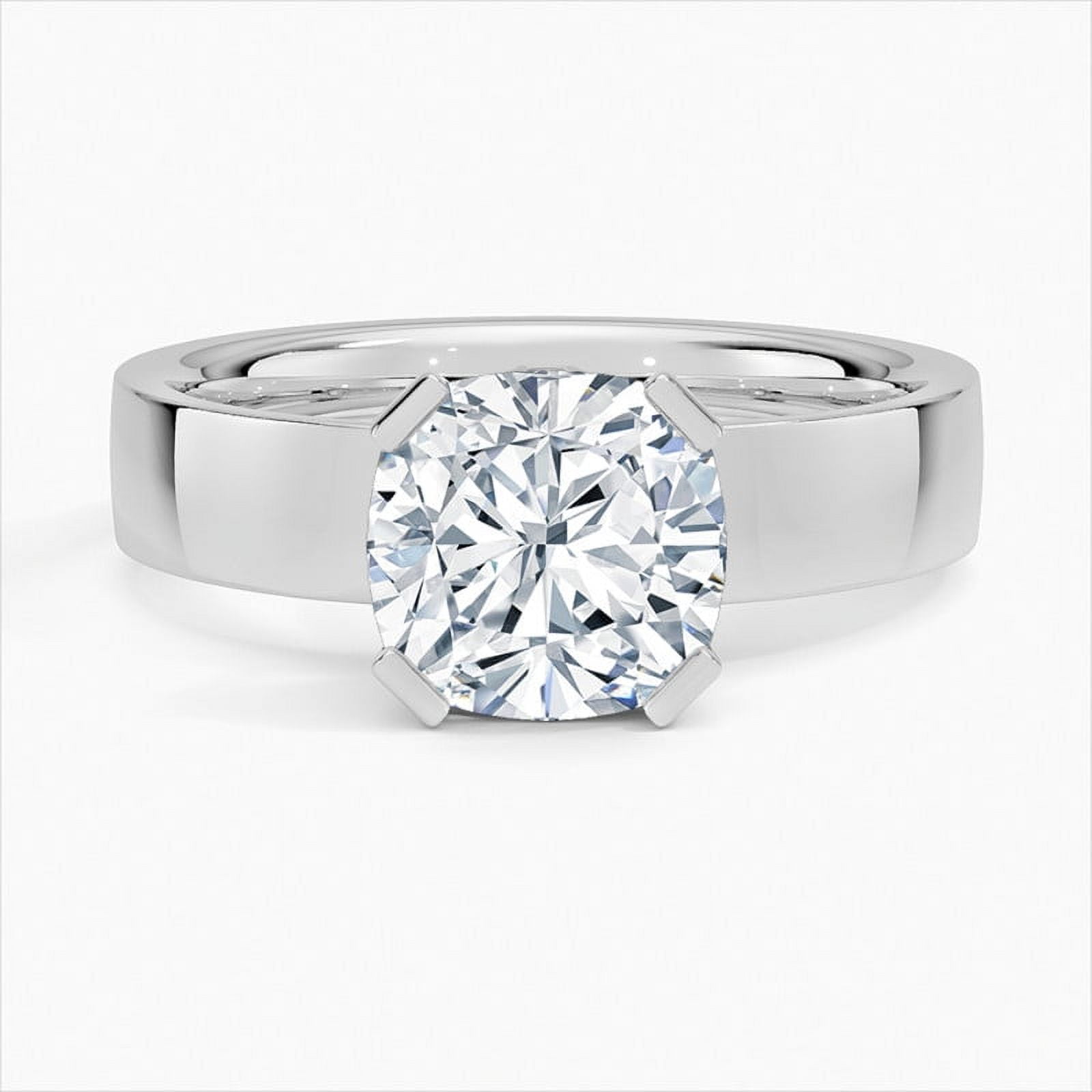 Alpha Jewel Cushion Cut 2.1 Ct VVS1/D Moissanite Ring - Silver 14K ...