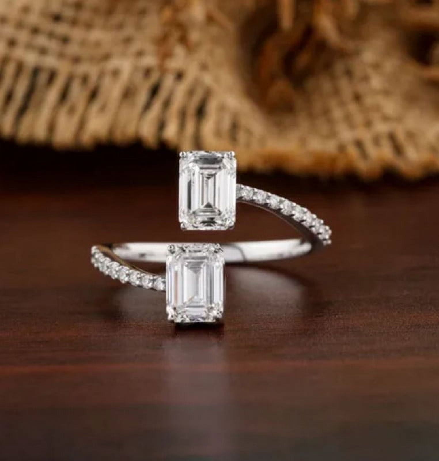 Alpha Jewel Emerald Cut 1.8 Ct Diamond Band - 14K White Gold Plated ...