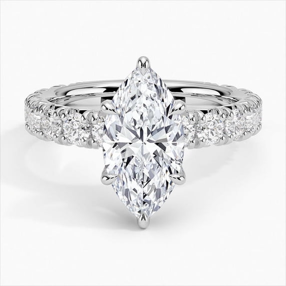 Alpha Jewel Excellent 2 Ct Marquise Cut Moissanite Ring - 14K Gold ...