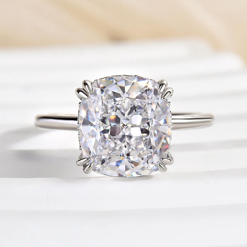 Alpha Jewel Hidden Halo Engagement Ring 2 Ct Cushion Cut Lab-Created ...