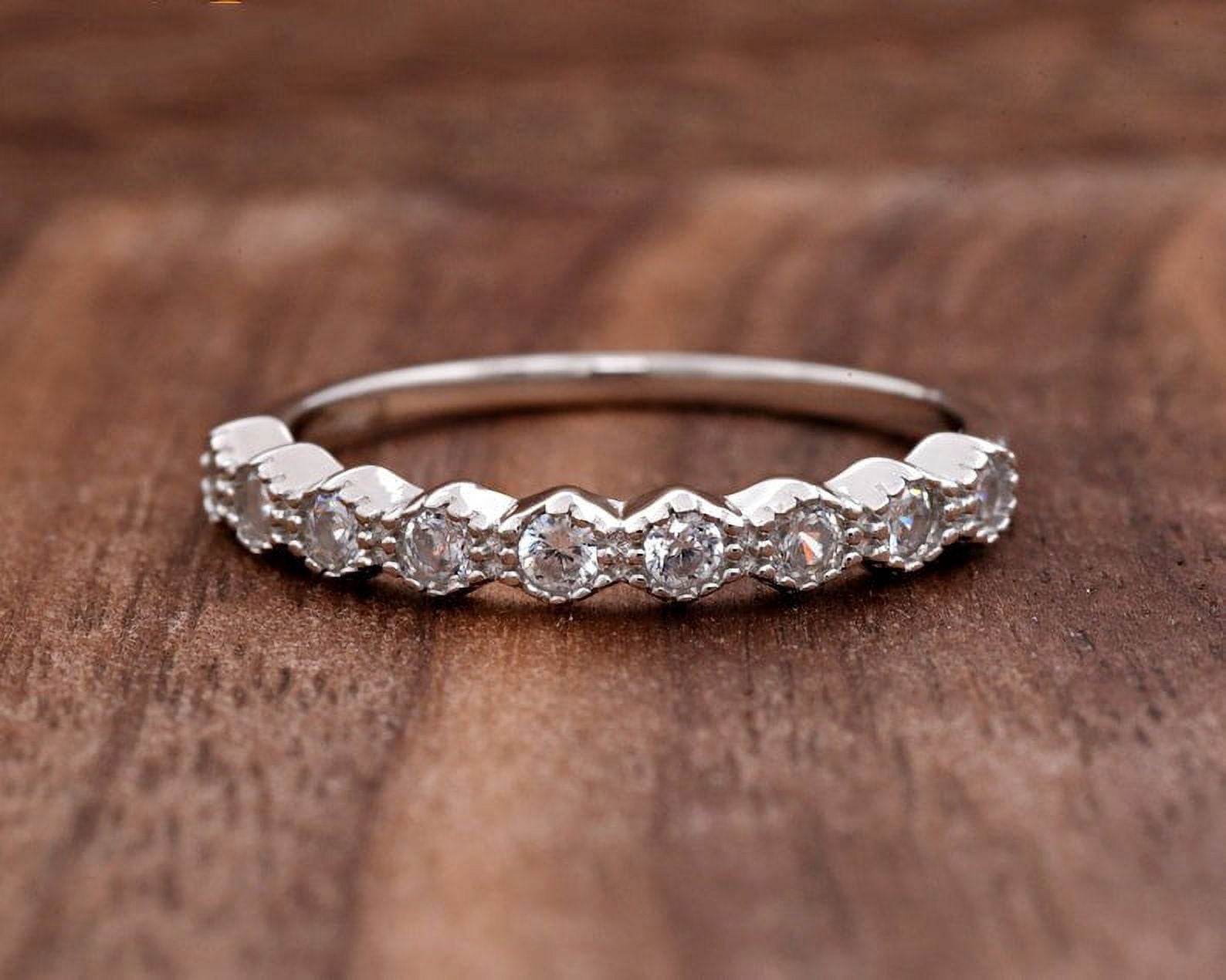 Alpha Jewel Stamped 14K Diamond Band - 1.2 Ct Round Cut Lab Created ...