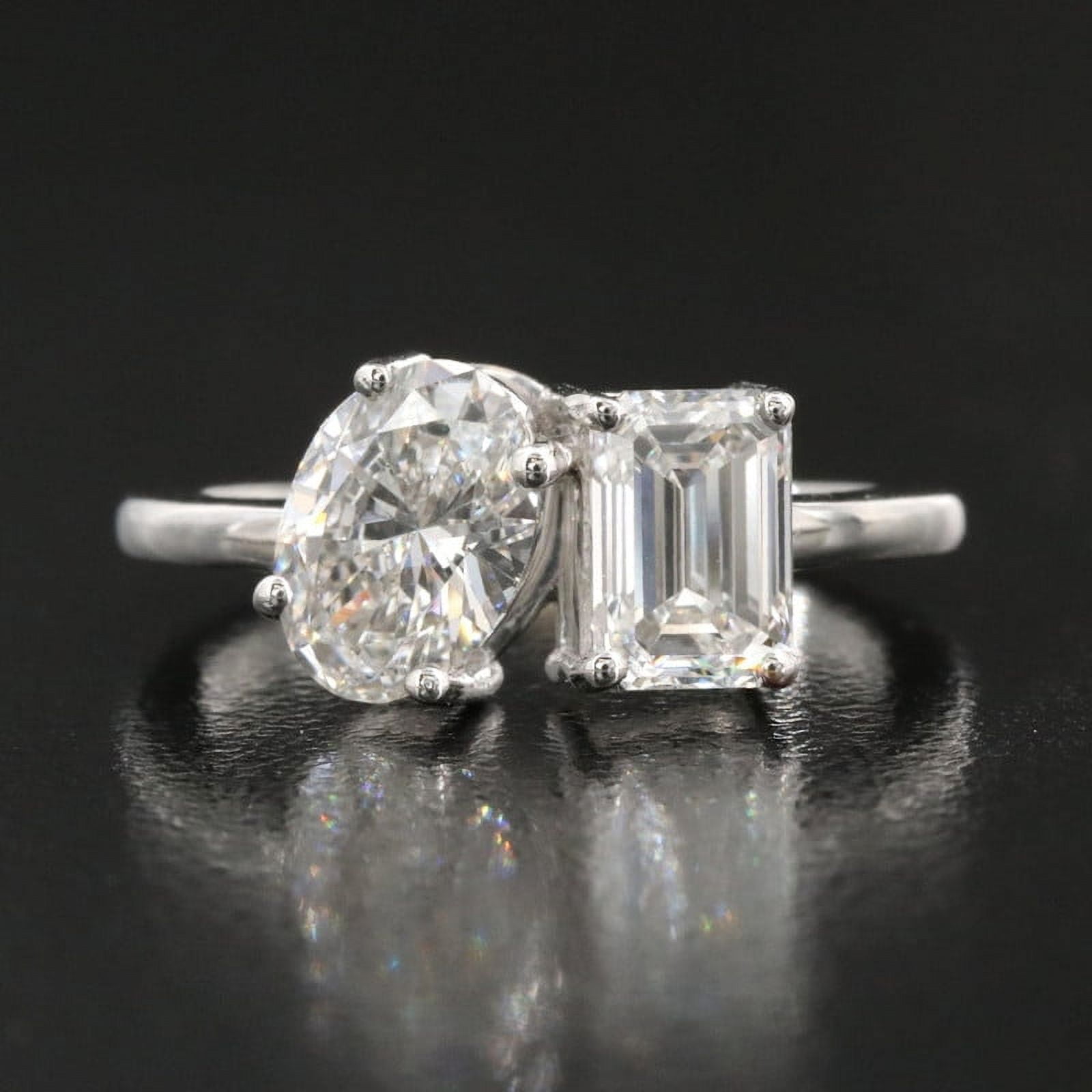 Alpha Jewel Toi Et Moi Wedding Band - 14K White Gold Plated Band for ...