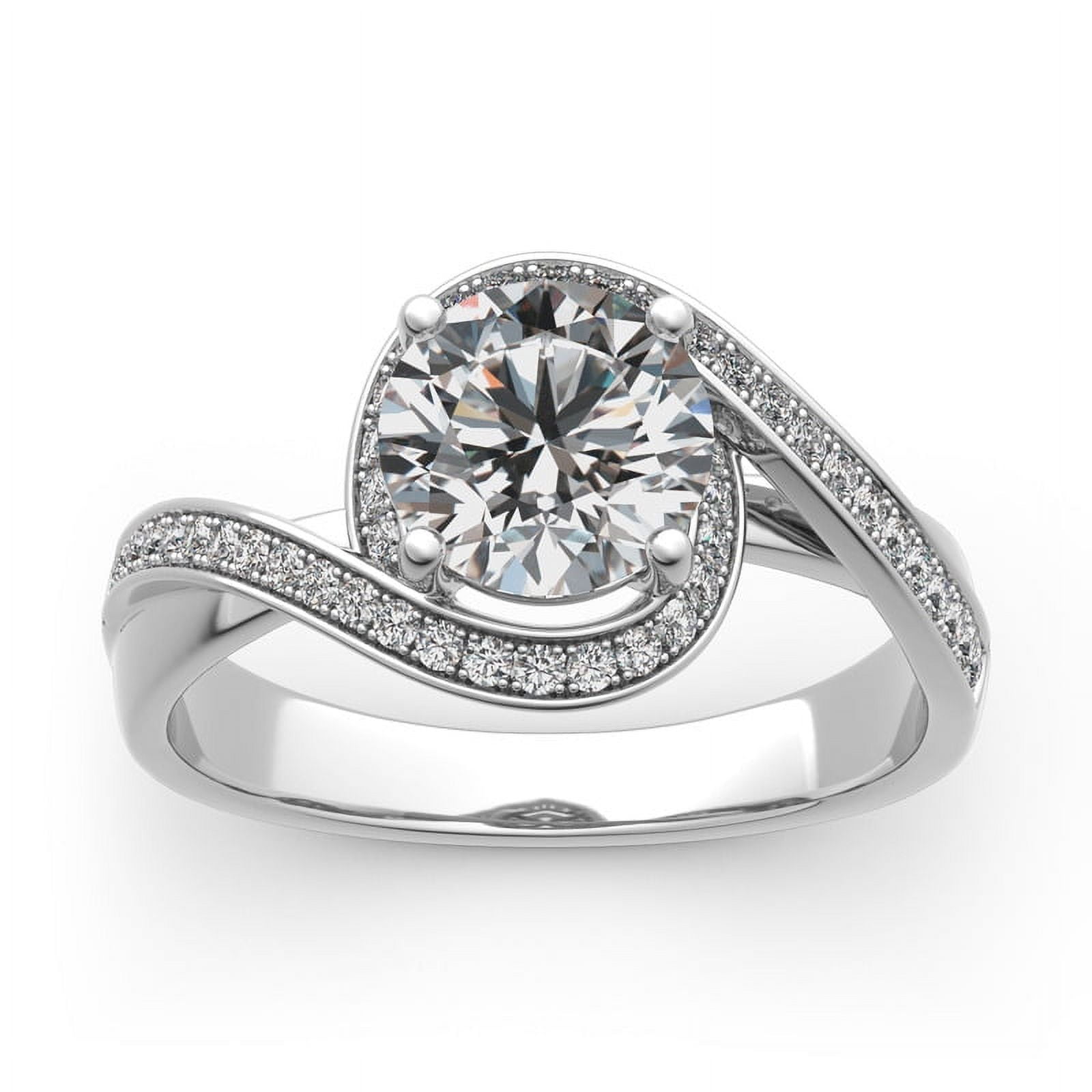 Alpha Jewelry 1.73 Ct Round Cut Moissanite Rings - 14K White Gold ...