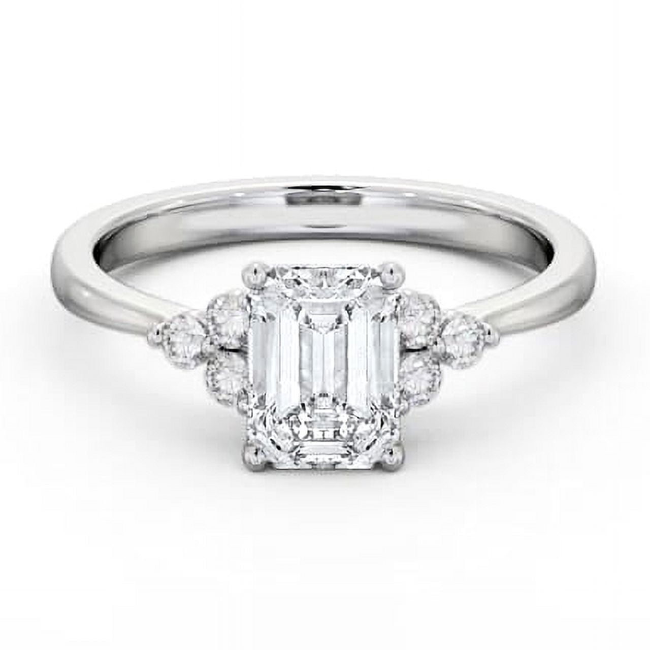 Alpha Jewelry 1.8 Ct Emerald Cut White Moissanite Solitaire Ring for ...