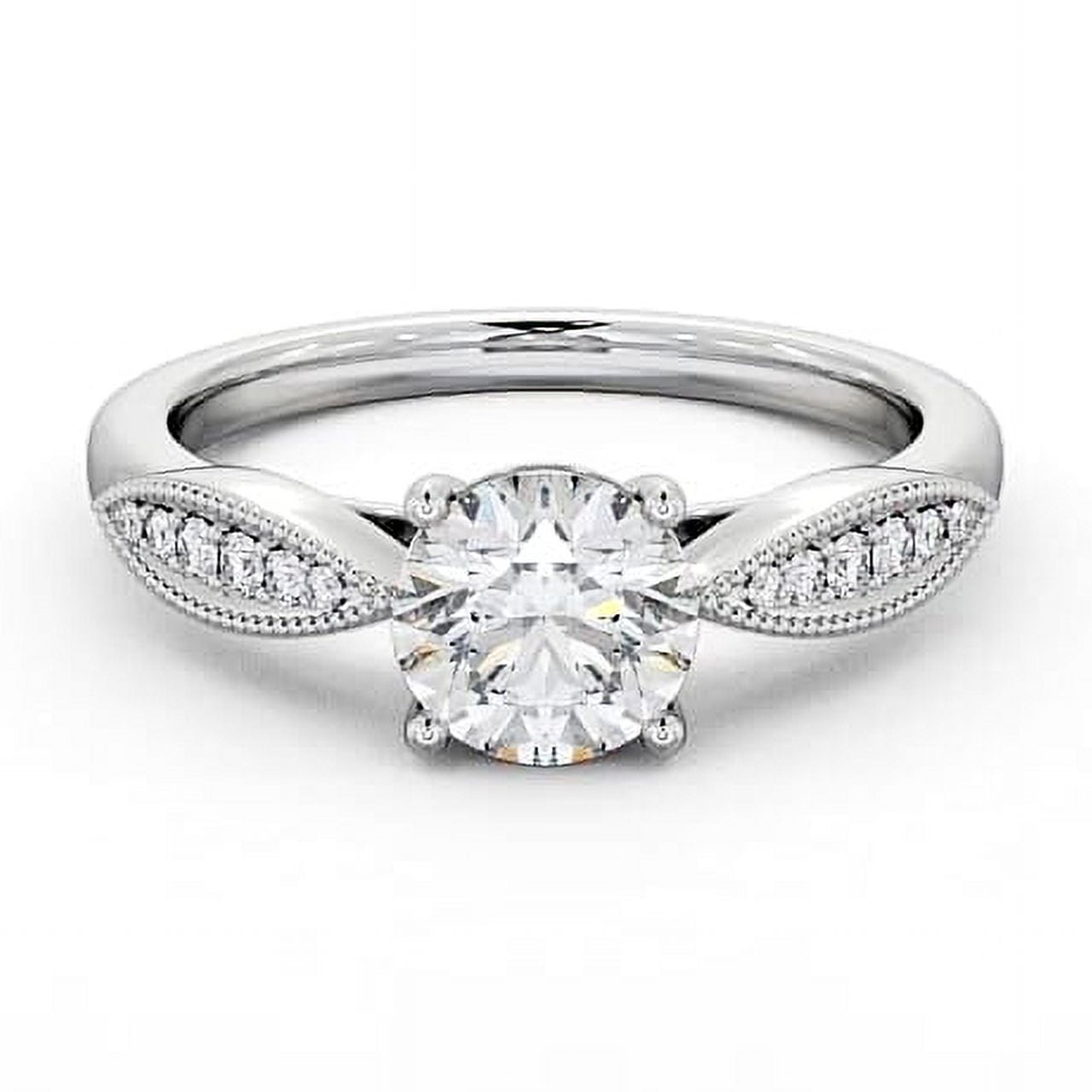 Alpha Jewelry 1.9 Ct Moissanite Round Cut Wedding Ring - 14K White Gold ...