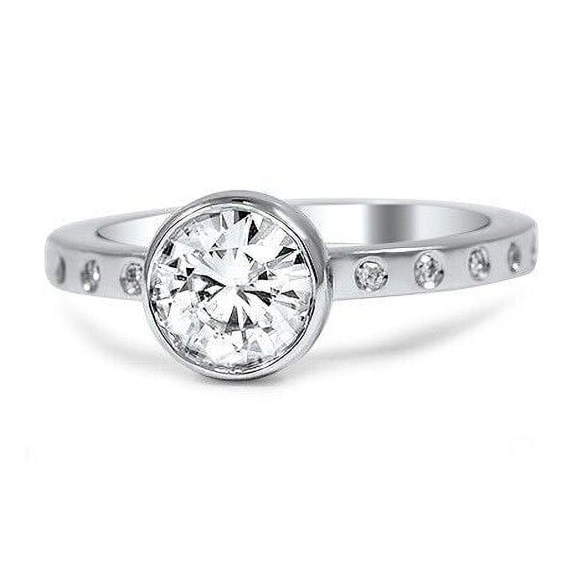 Alpha Jewelry 1.95 Ct Round Cut Moissanite Ring - 14K White Gold Plated ...