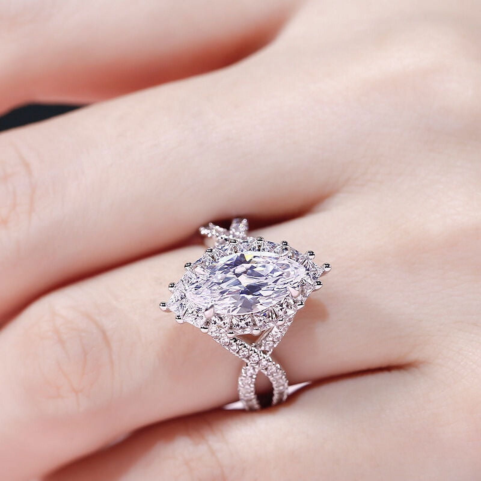 Alpha Jewelry 14K White Gold Plated Anniversary Rings - 1.5 Marquise ...