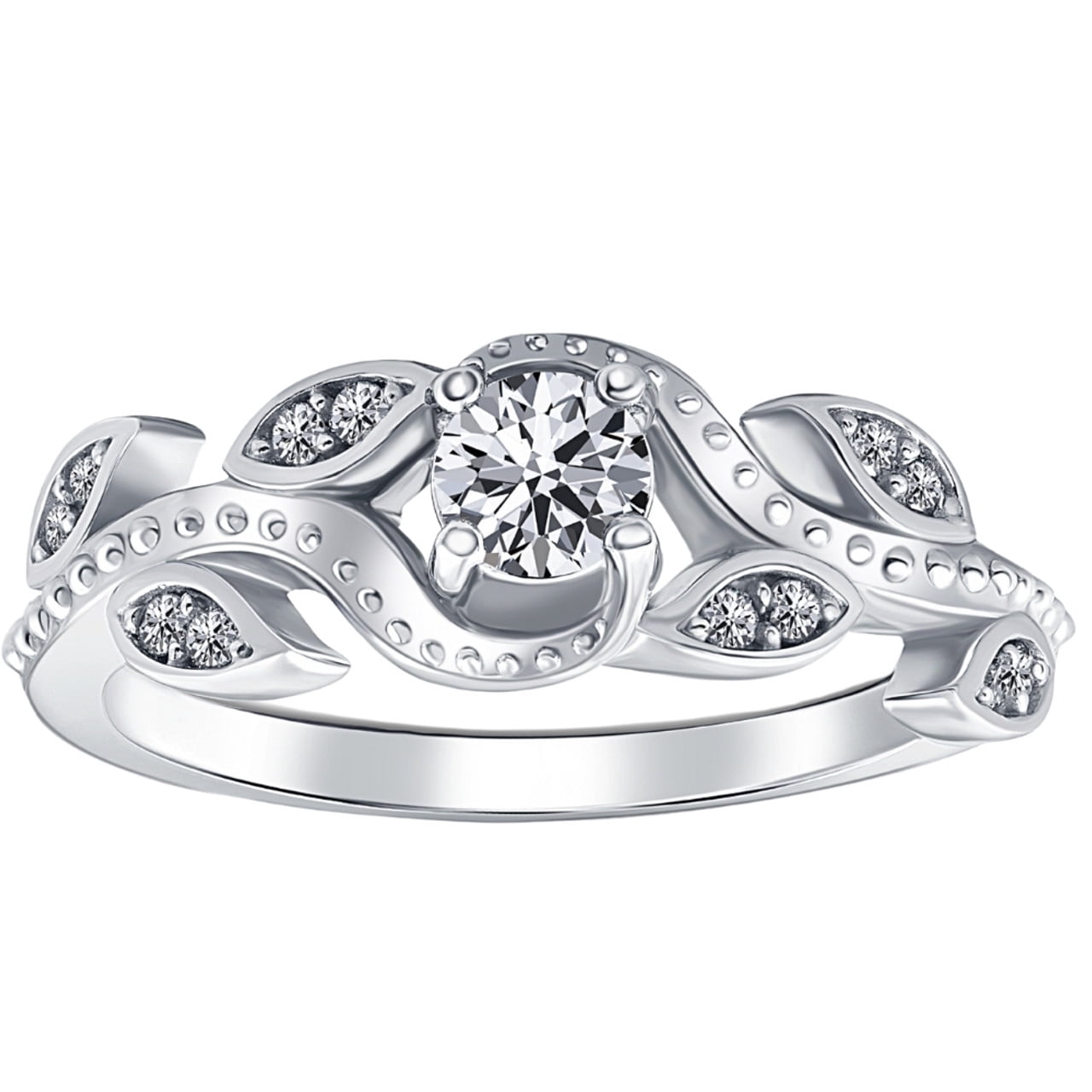 Alpha Jewelry 14K White Gold Plated Birthday Gift Rings - Round Cut 1.2 ...