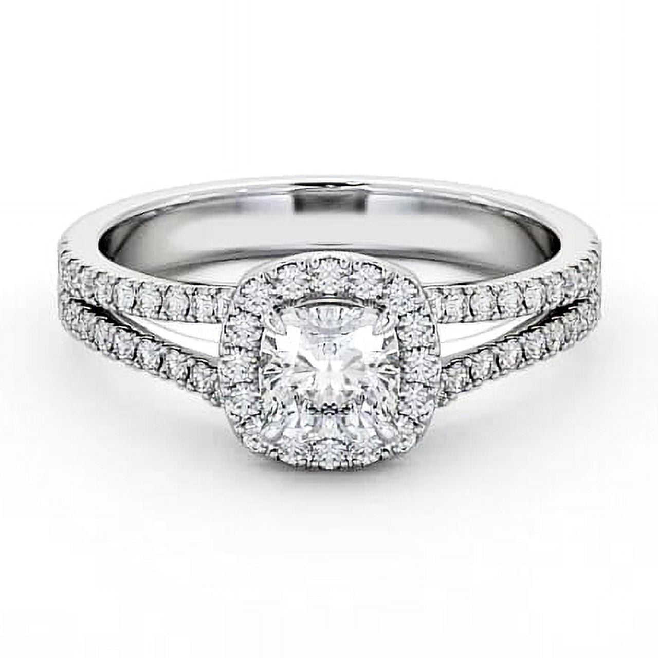 Alpha Jewelry 14K White Gold Plated Moissanite Ring - Cushion Cut Excellent 1.8 Ct Moissanite ...