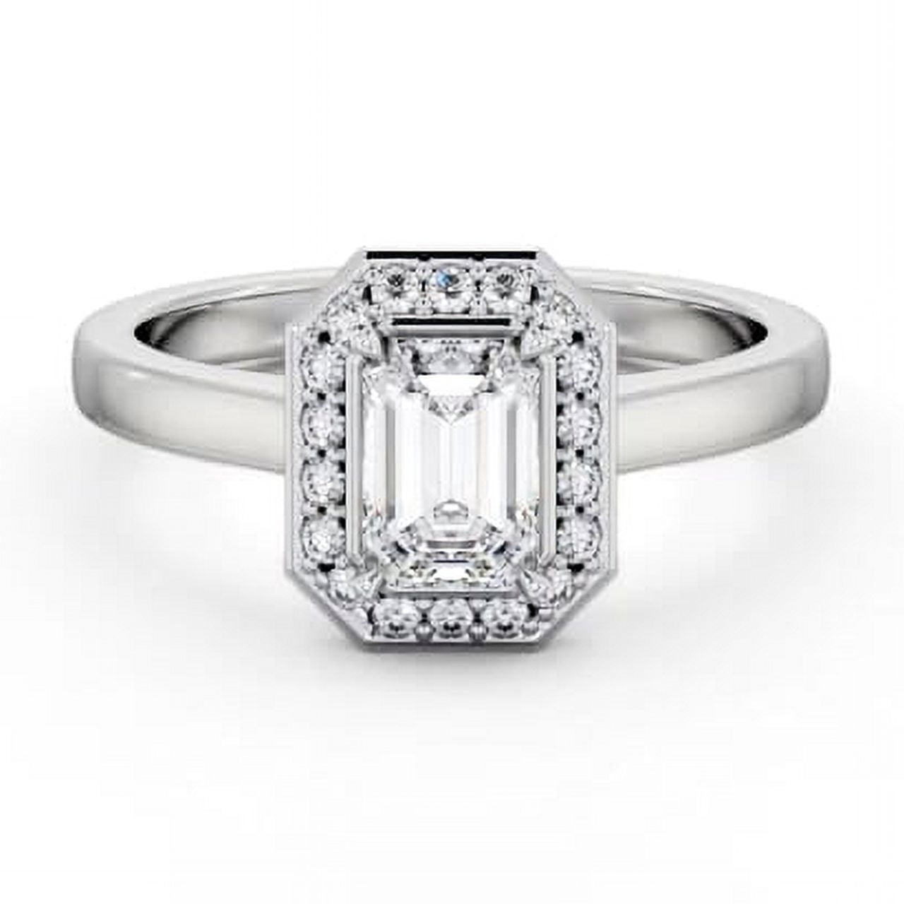 Alpha Jewelry 14K White Gold Plated Ring - 1.7 Ct Emerald Moissanite ...