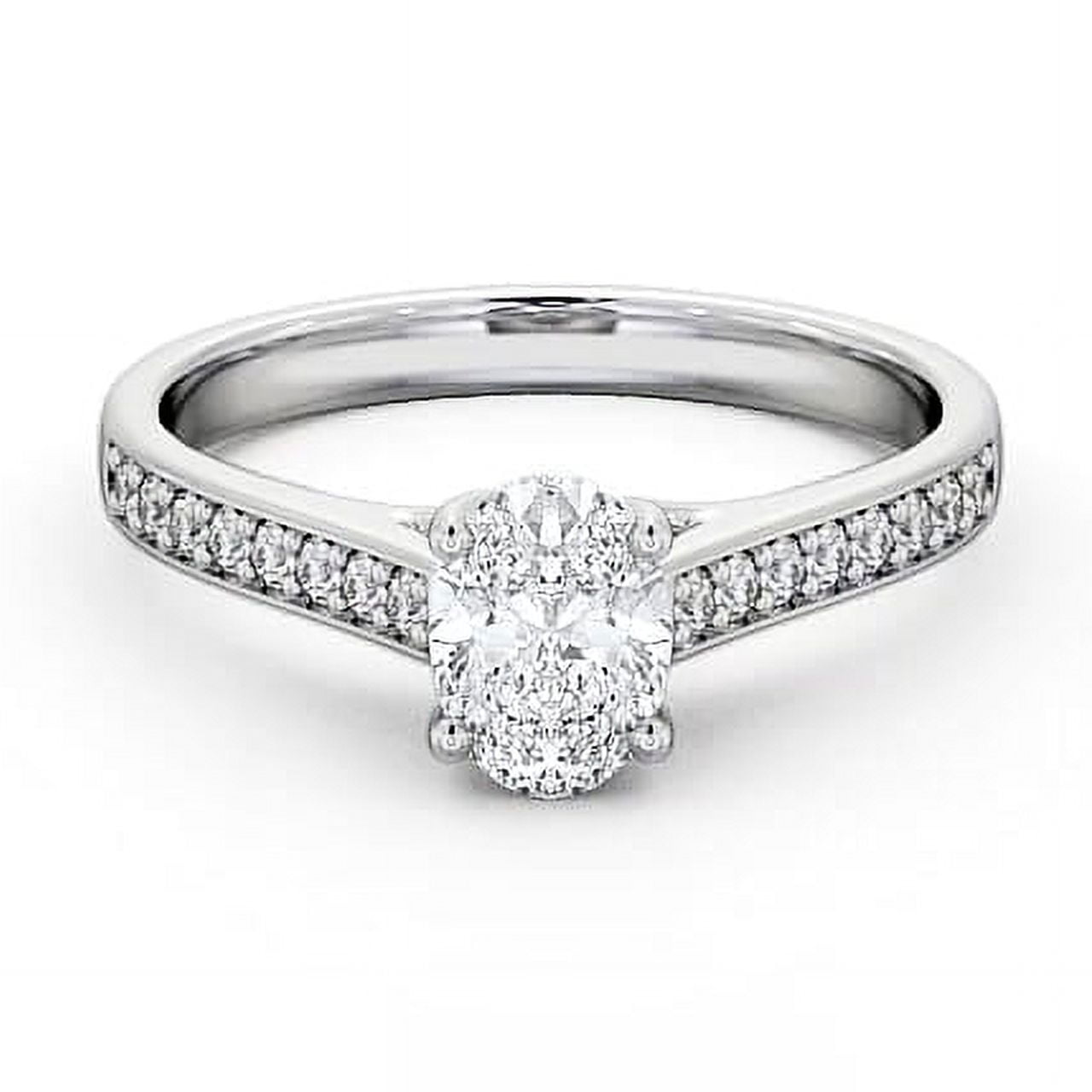 Alpha Jewelry 14K White Gold Plated Ring - 1.8 Ct Oval Cut Moissanite ...