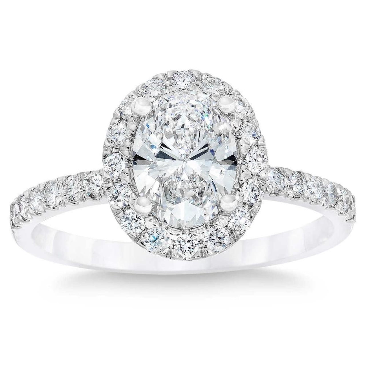 Alpha Jewelry 14K White Gold Plated Ring - 1.9 Ct VVS1/D Oval Cut ...