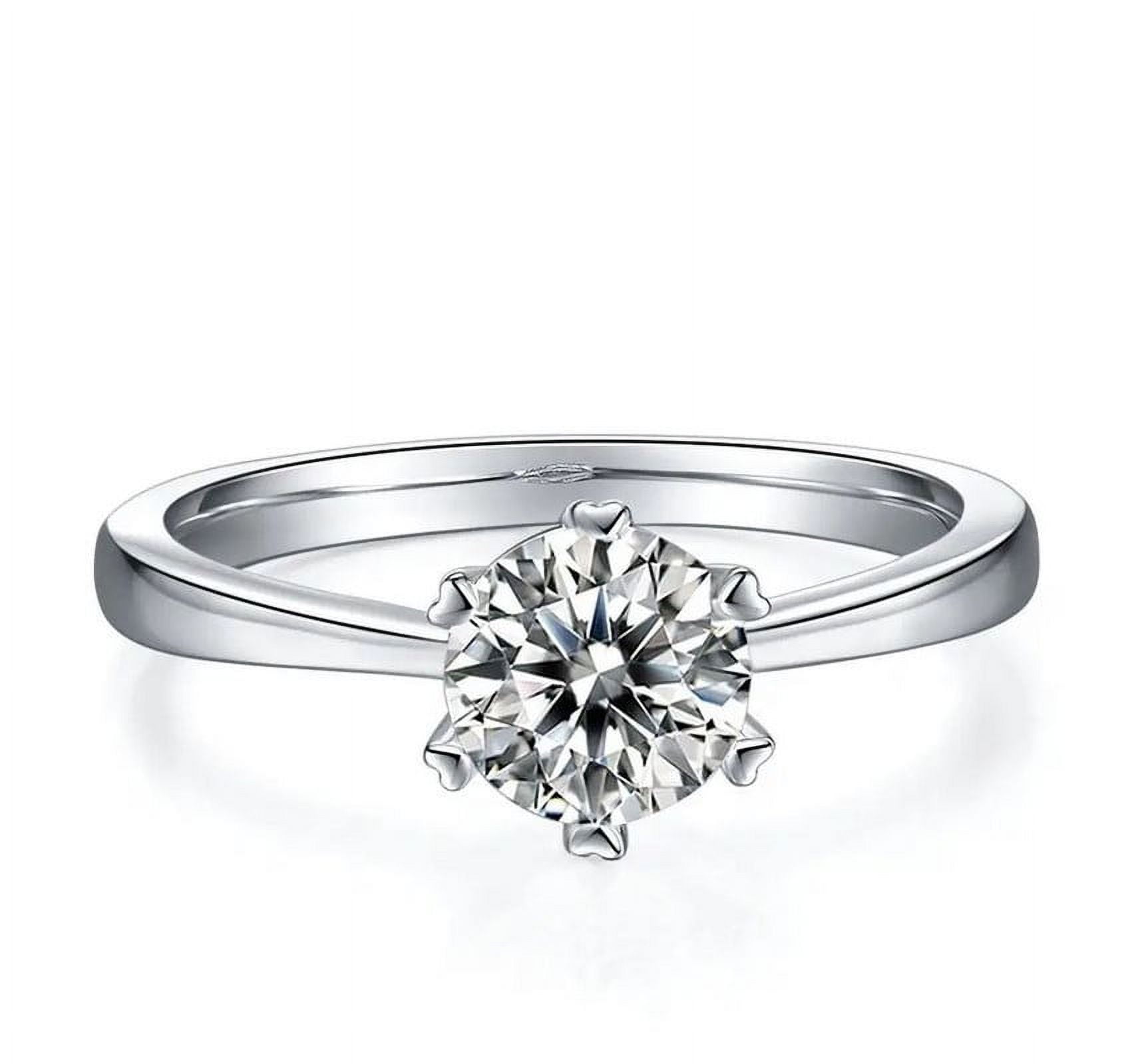Alpha Jewelry 14K White Gold Plated Ring - 2 Ct Moissanite Round Cut ...