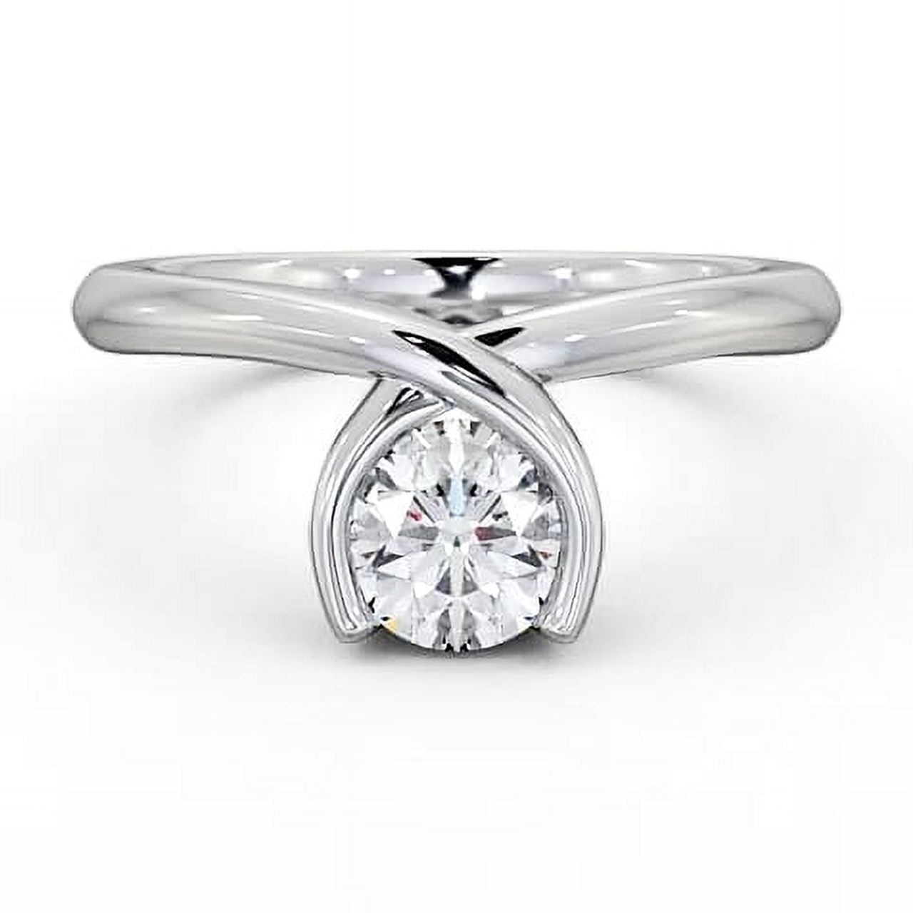 Alpha Jewelry 14K White Gold Plated Ring - 2 Ct Round Cut Moissanite ...