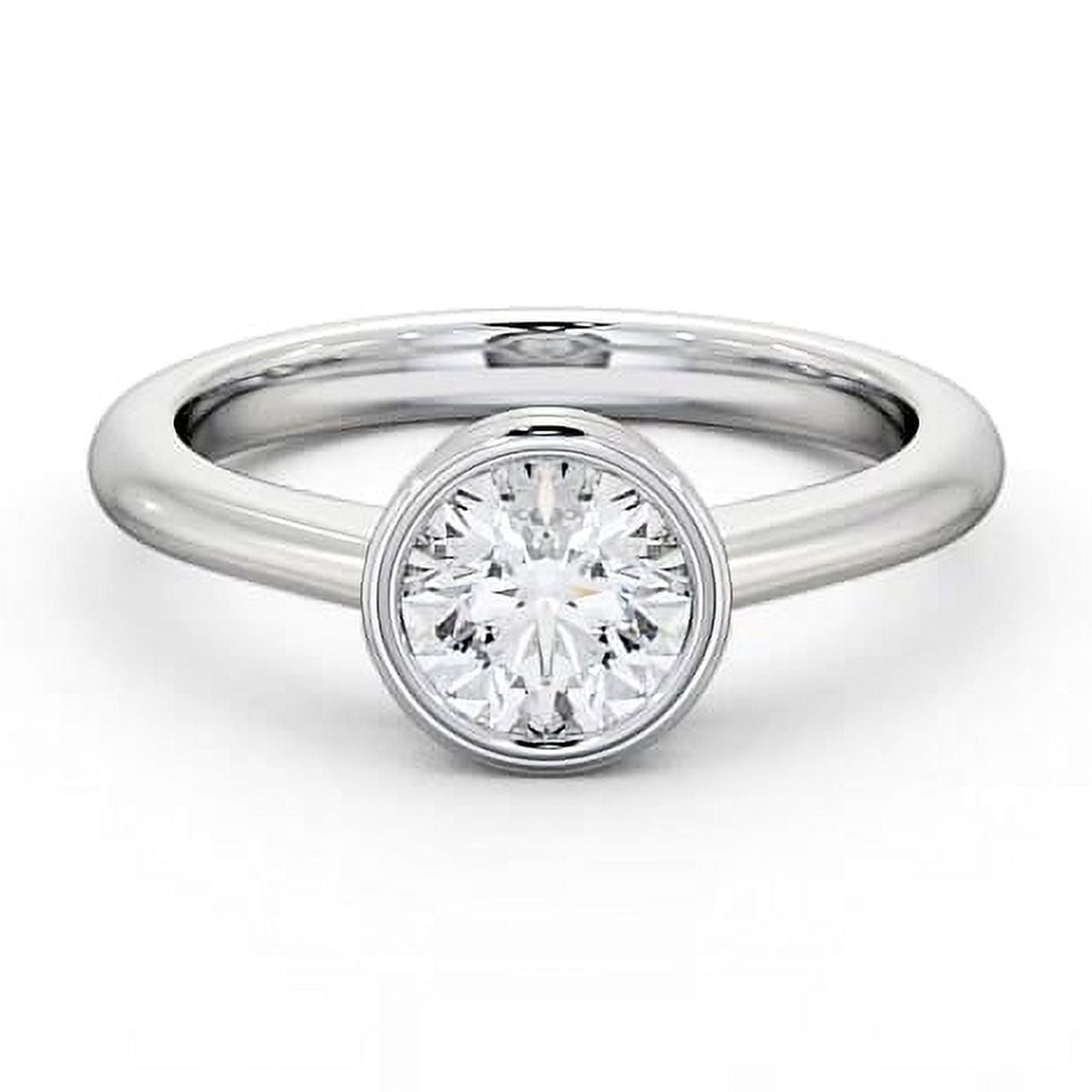 Alpha Jewelry 14K White Gold Plated Ring - 2 Ct Round Cut Moissanite ...