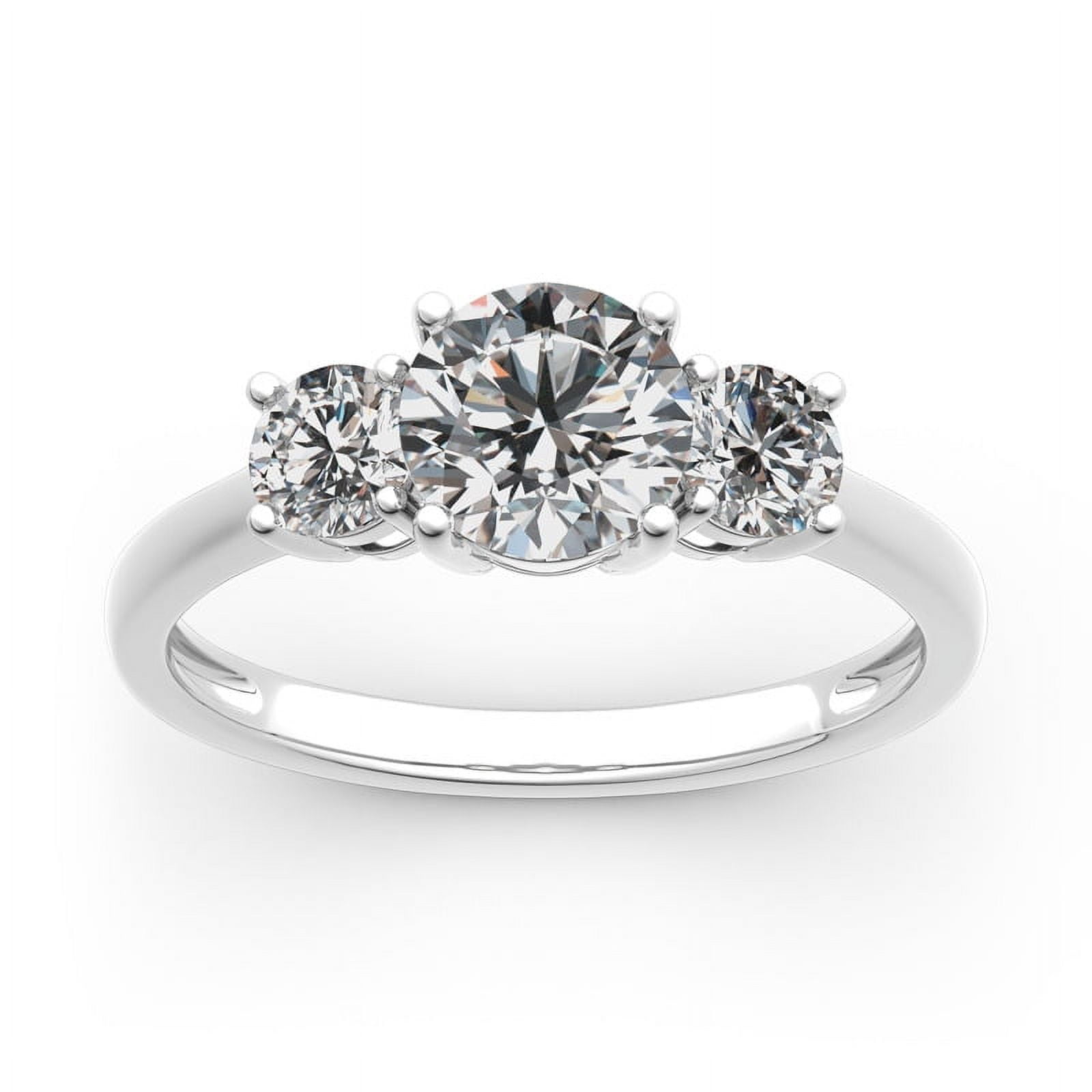 Alpha Jewelry 14K White Gold Plated Ring - 3.5 Ct Prong Set Moissanite ...