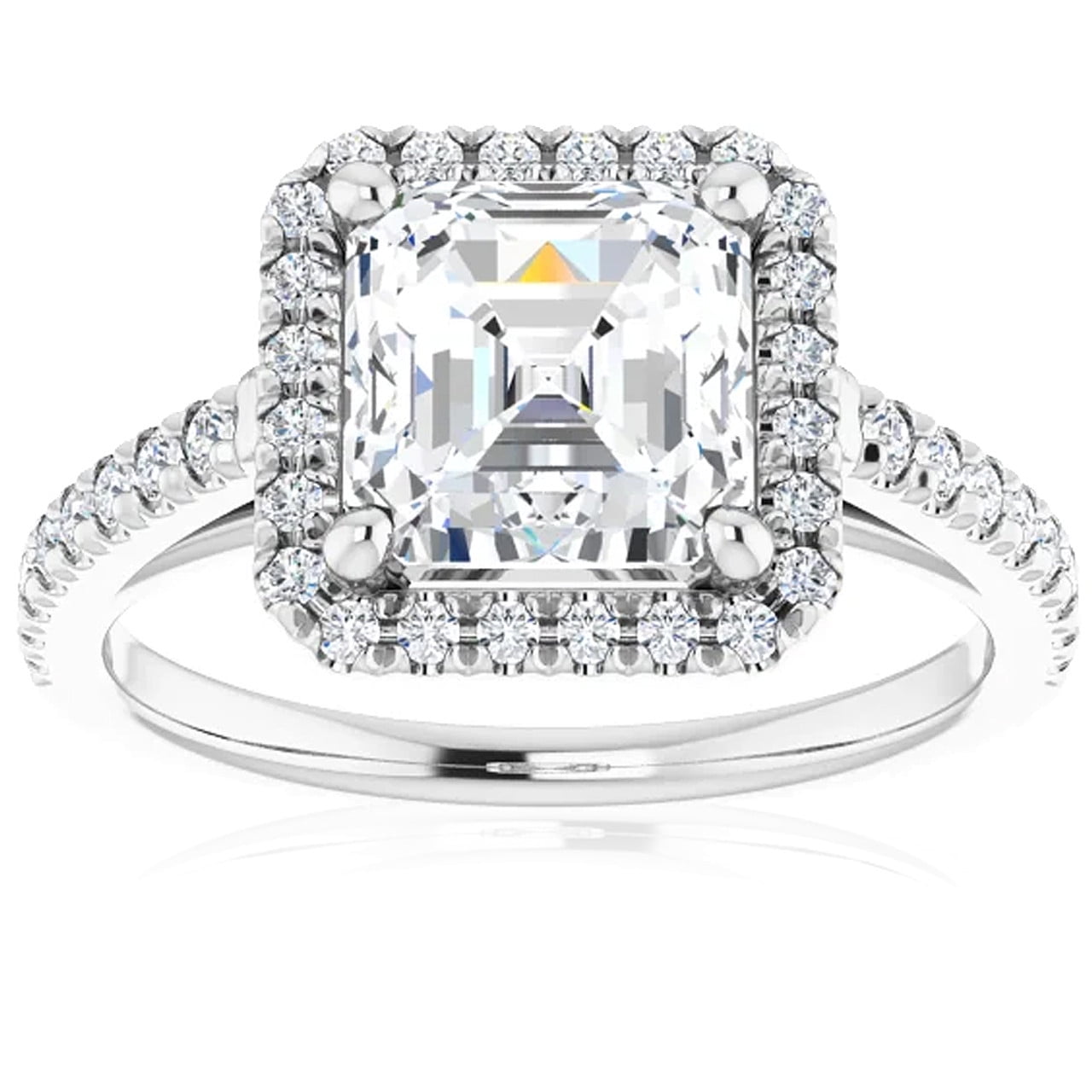 Alpha Jewelry 14K White Gold Plated Rings - 2.1 Ct Radiant Cut Diamond ...