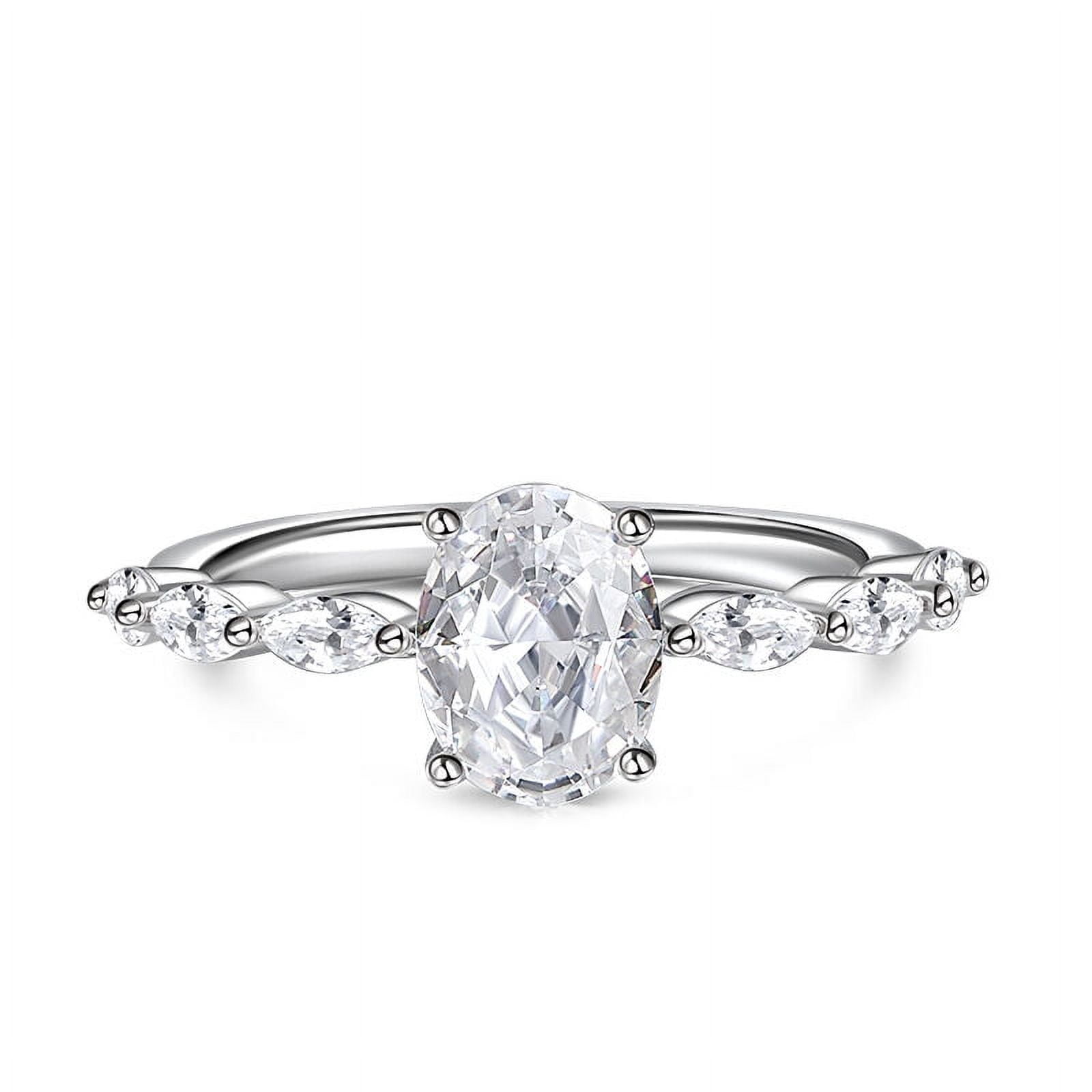 Alpha Jewelry 14K White Gold Plated Rings - 2 Ct Oval Cut Moissanite ...
