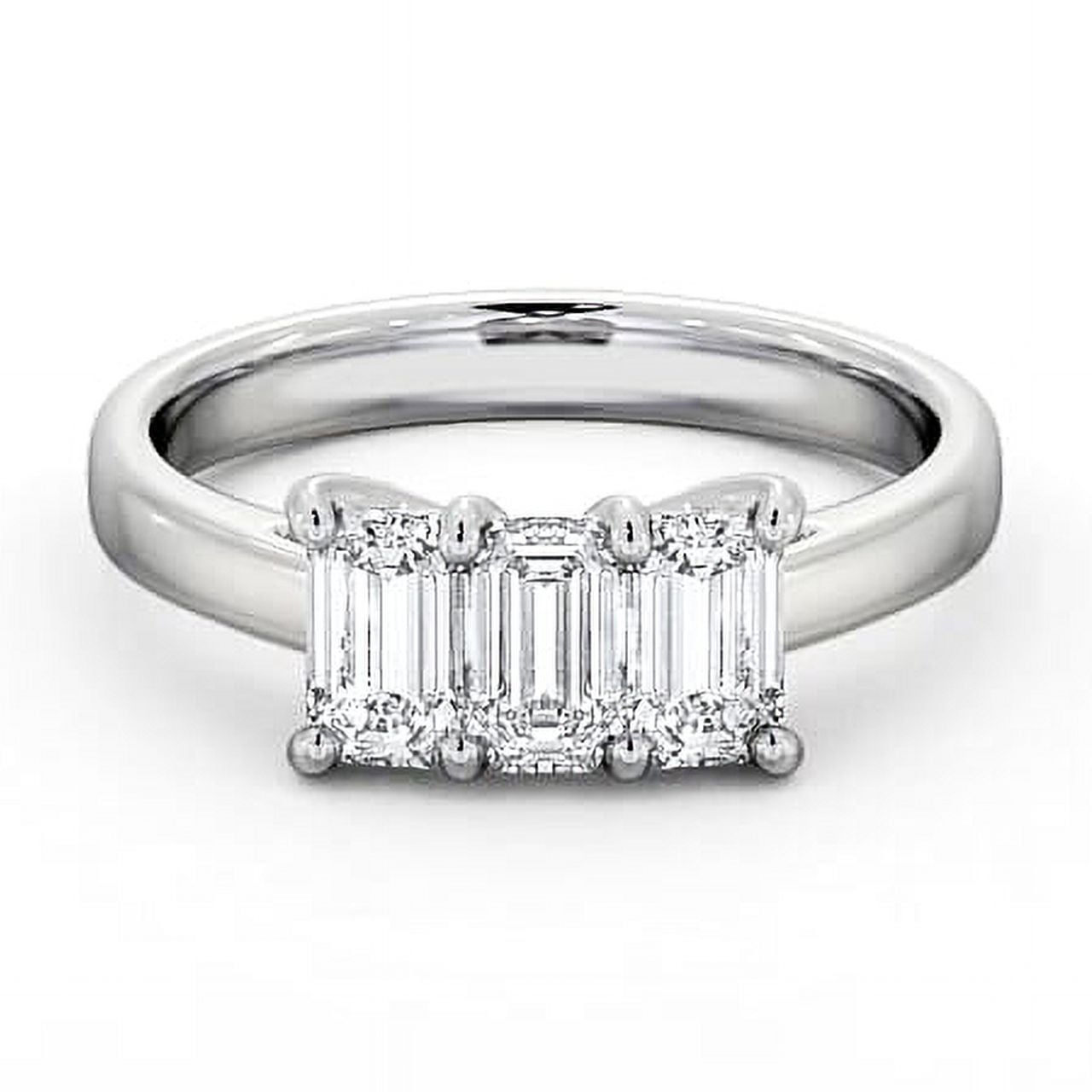 Alpha Jewelry 14K White Gold Plated Rings - Prong Set 1.5 Ct Emerald ...