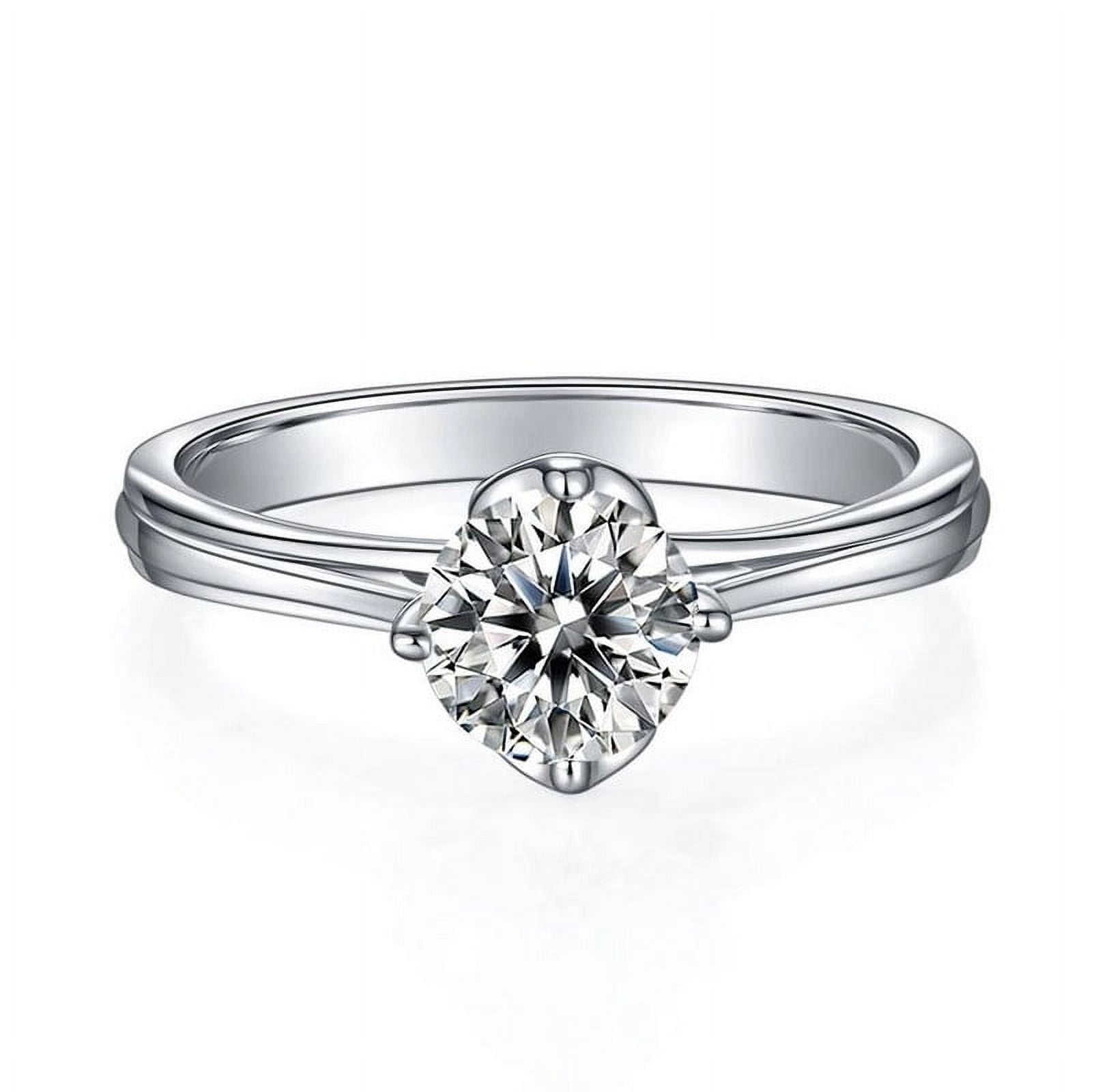 Alpha Jewelry 14K White Gold Plated Solitaire Ring - 1.8 Ct Round Cut ...