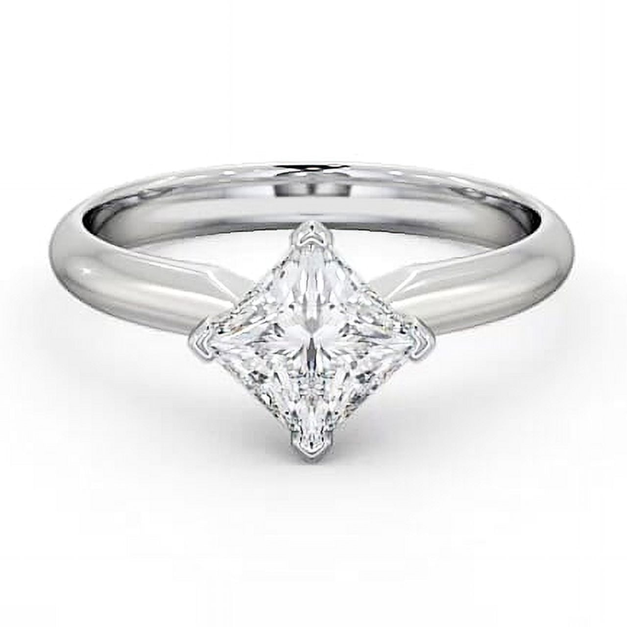 Alpha Jewelry 14K White Gold Plated Solitaire Ring - 2.1 Ct VVS1/D Princess Cut Moissanite Rings ...