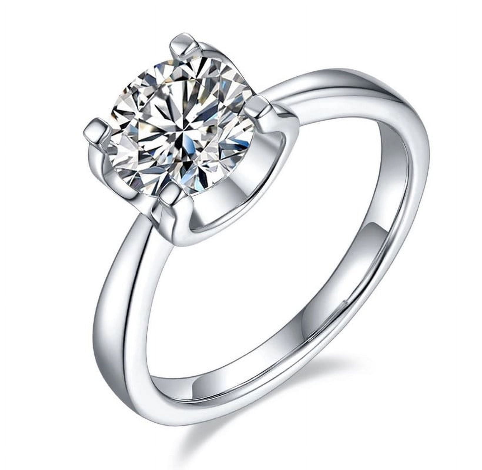 Alpha Jewelry 14K White Gold Plated Solitaire Rings - 2 Ct Round Cut ...