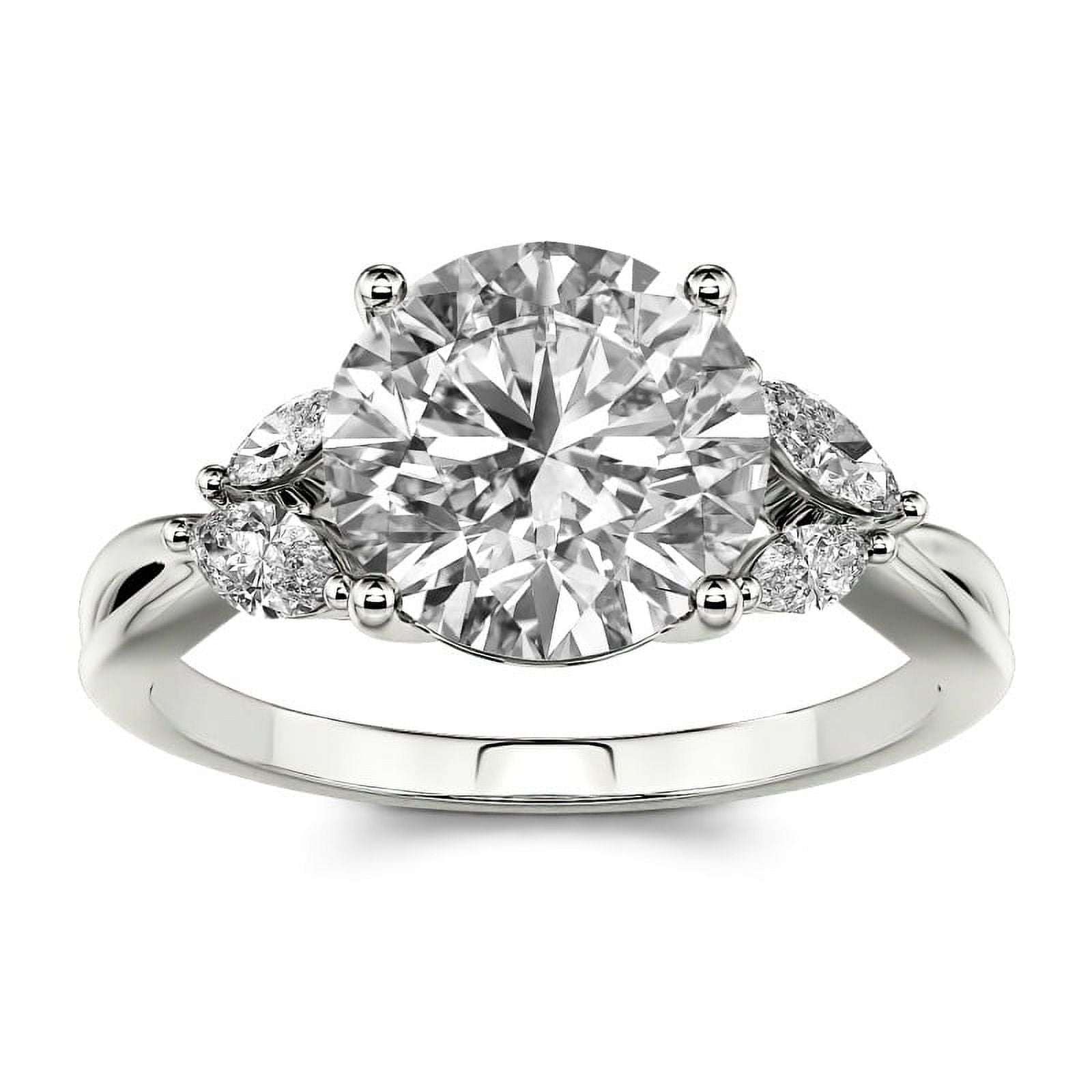 Alpha Jewelry 14K White Gold Plated Three Stone Engagement Rings - 2 Ct ...