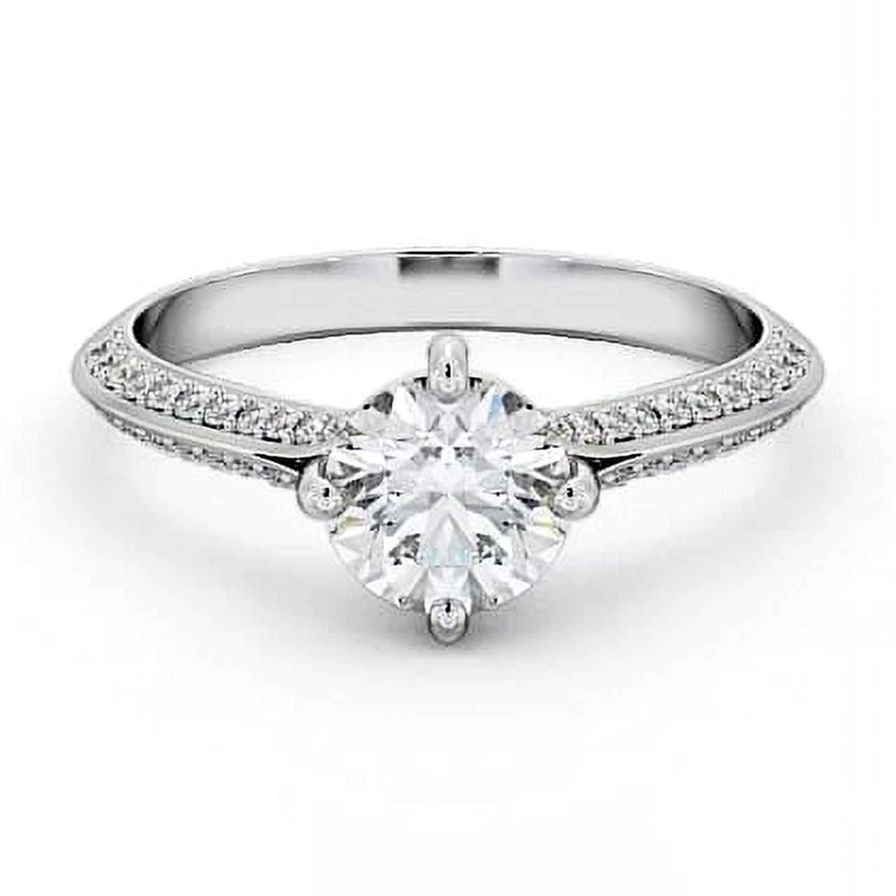 Alpha Jewelry 2.1 Ct VVS1/D Round Cut Moissanite Ring - 14K White Gold ...