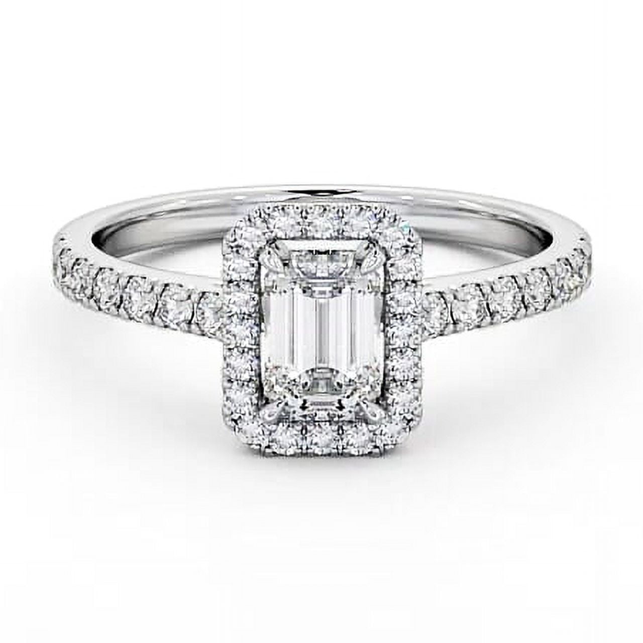 Alpha Jewelry 2.2 Ct Emerald Cut Moissanite Rings - 14K White Gold ...