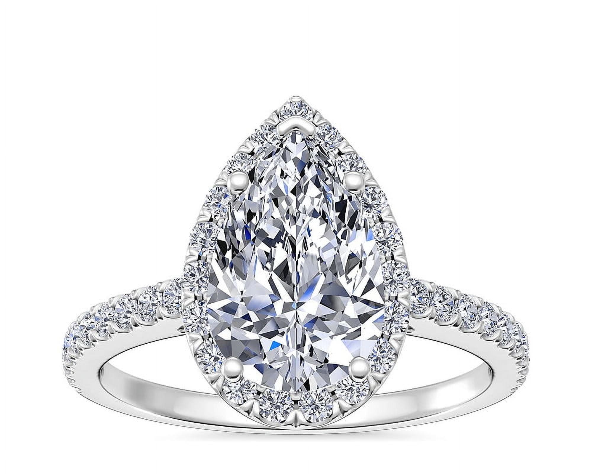 Alpha Jewelry 2.3 Ct Pear Cut Moissanite Rings - 14K White Gold Plated ...