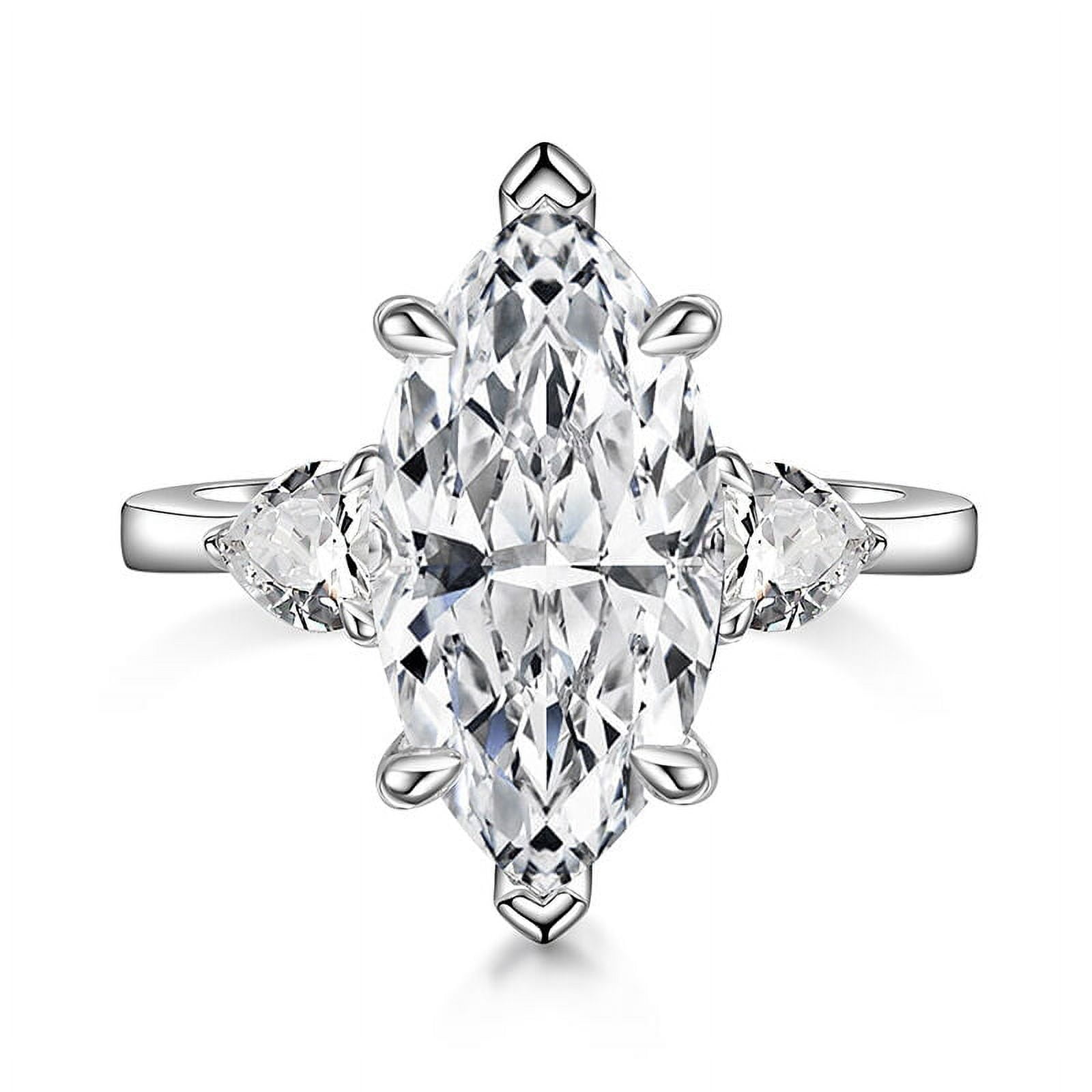 Alpha Jewelry 2.5 Ct Moissanite - 14K White Gold Plated Ring - Modern ...
