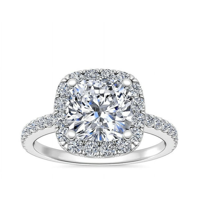 Alpha Jewelry 2 Ct Cushion Cut Moissanite Ring for Women's - Halo ...