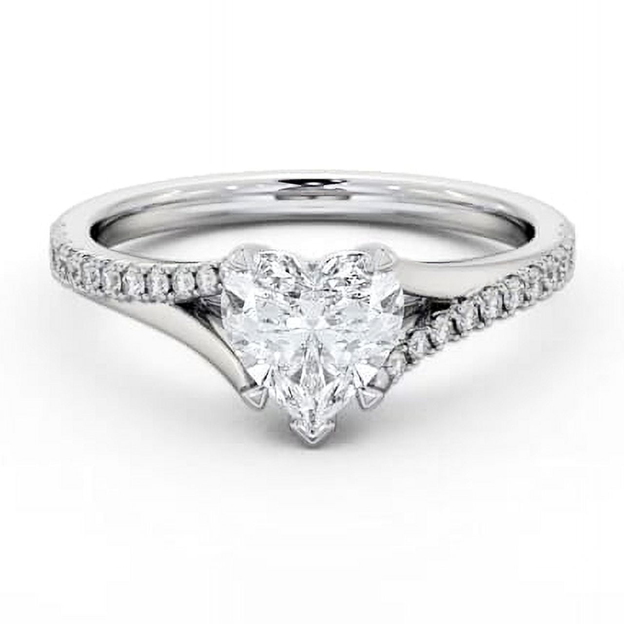 Alpha Jewelry 2 Ct Heart Cut Moissanite Ring - 14K White Gold Plated ...